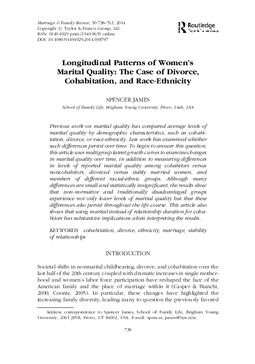 (PDF) Longitudinal Patterns of Women's Marital Quality: The Case of ...