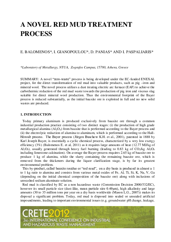 (PDF) A Novel Red Mud Treatment Process