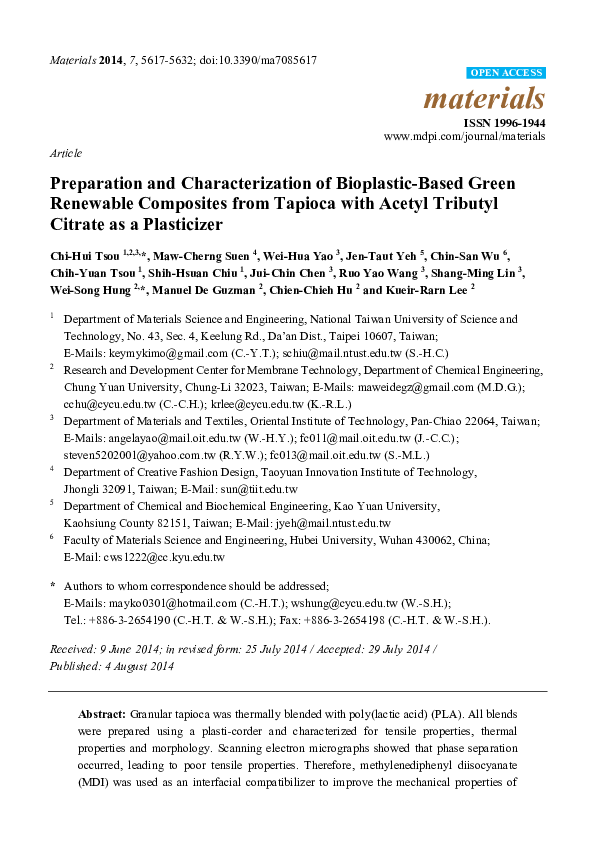 (PDF) Preparation and Characterization of Bioplastic-Based Green ...