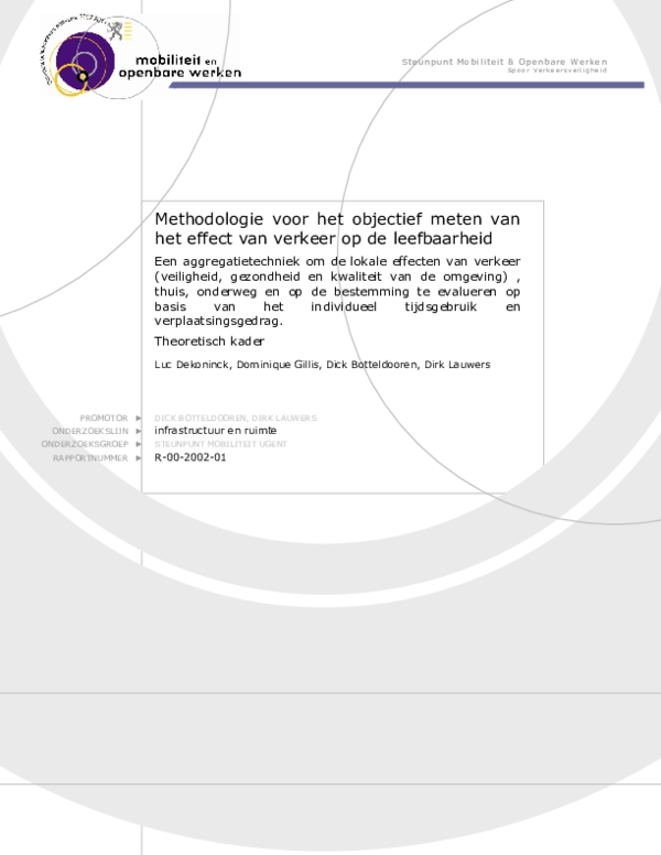 (PDF) Methodologie voor het objectief meten van het effect van verkeer op de leefbaarheid: een ...