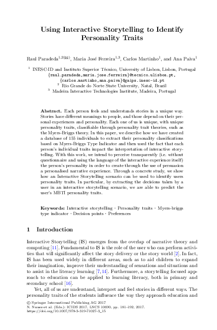 (PDF) Using Interactive Storytelling to Identify Personality Traits