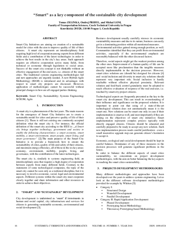 (PDF) “ Smart ” as a key component of the sustainable city development