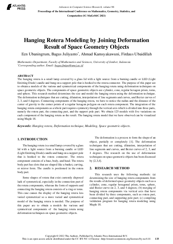 (PDF) Hanging Rotera Modeling by Joining Deformation Result of Space Geometry Objects