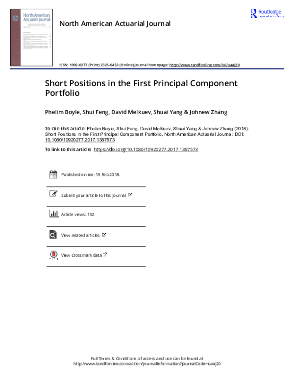 (PDF) Short Positions in the First Principal Component Portfolio