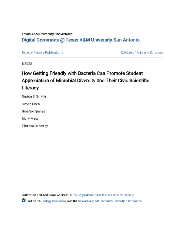 (PDF) How Getting Friendly with Bacteria Can Promote Student ...
