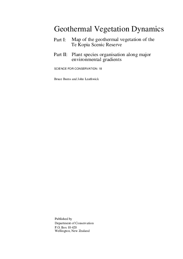 (PDF) Geothermal Vegetation Dynamics Part I: Map of the geothermal ...