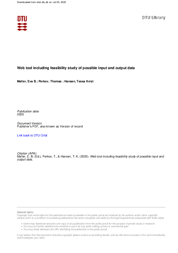(PDF) Web tool including feasibility study of possible input and output data