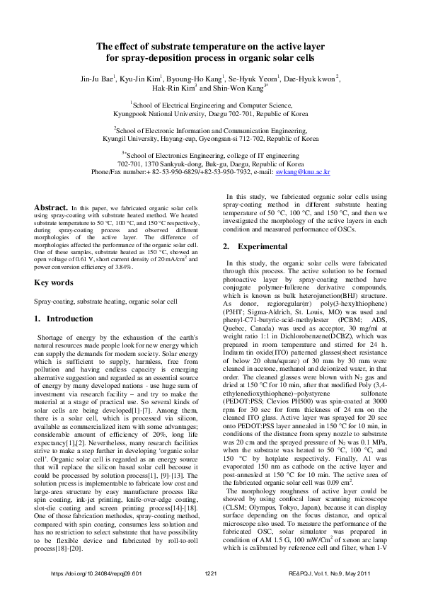 (PDF) The effect of substrate temperature on the active layer for spray ...