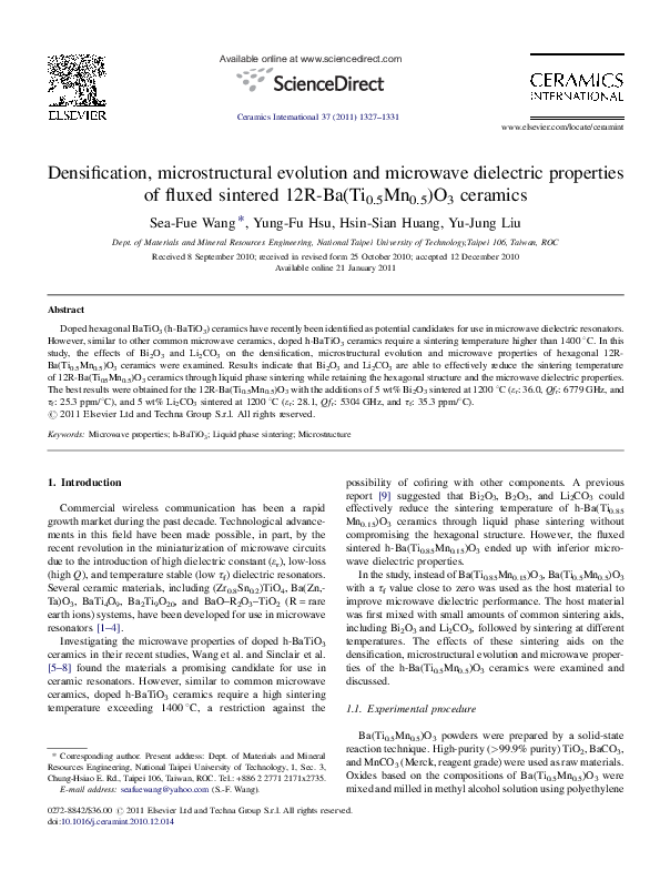 Densification Microstructural Evolution And Microwave Dielectric Properties Of Fluxed Sintered