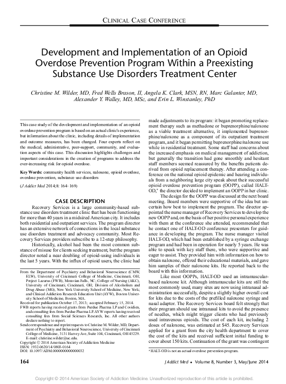 (PDF) Development and implementation of an opioid overdose prevention ...