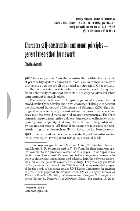 (PDF) Character self-construction and moral principles – general theoretical framework