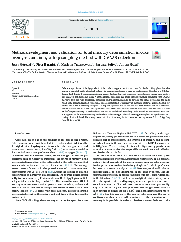 Pdf Method Development And Validation For Total Mercury Determination
