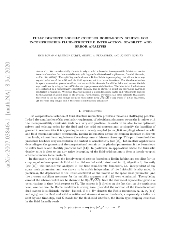 (PDF) Fully discrete loosely coupled Robin-Robin scheme for incompressible fluid–structure ...