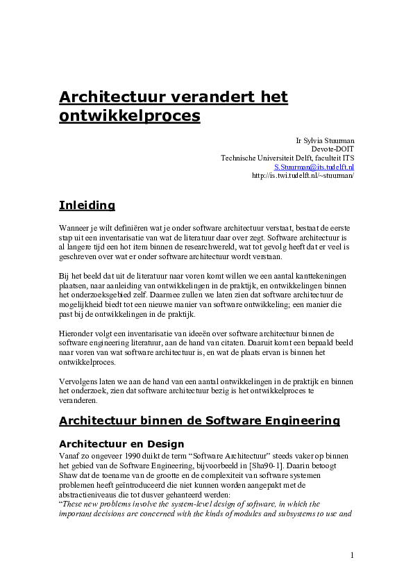 Pdf Architectuur Verandert Het Ontwikkelproces