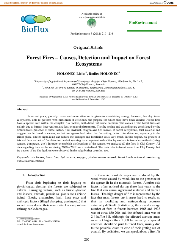 (PDF) Forest Fires - Causes, Detection and Impact on Forest Ecosystems