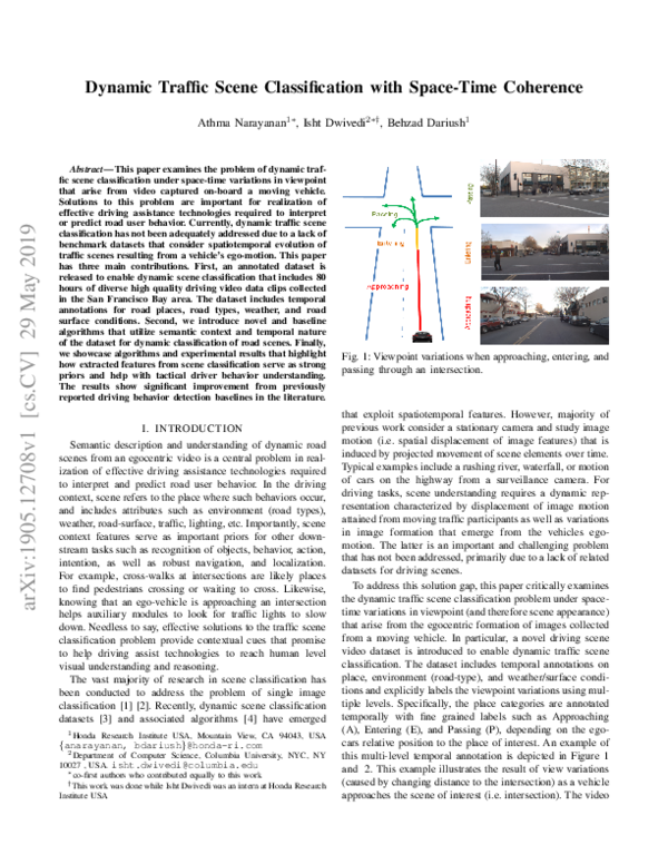 (PDF) Dynamic Traffic Scene Classification with Space-Time Coherence