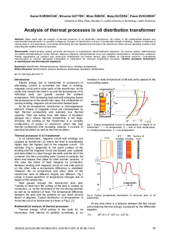 (PDF) Analysis of thermal processes in oil distribution transformer