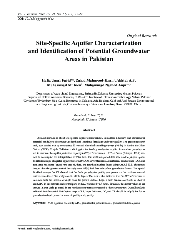 (PDF) Site-Specific Aquifer Characterization and Identification of ...