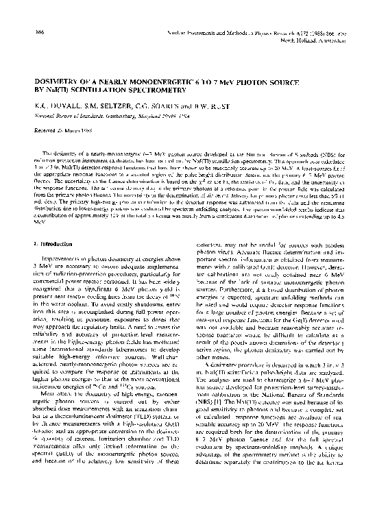 (PDF) Dosimetry of a nearly monoenergetic 6 to 7 MeV photon source by ...