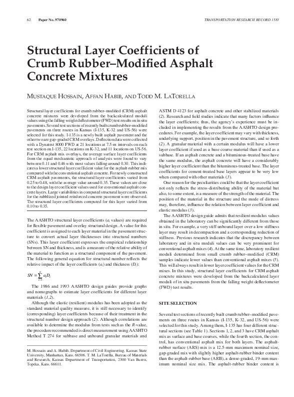 (PDF) Structural Layer Coefficients of Crumb Rubber–Modified Asphalt ...