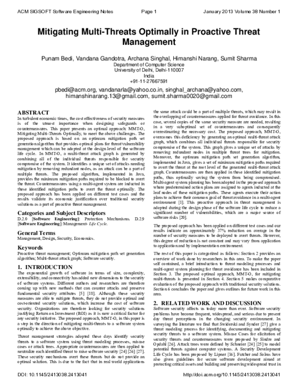 (PDF) Mitigating multi-threats optimally in proactive threat management