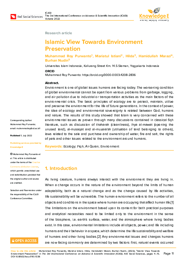 (PDF) Islamic View Towards Environment Preservation