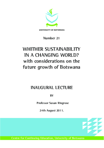 (PDF) Whither sustainability in a changing? with considerations on the ...