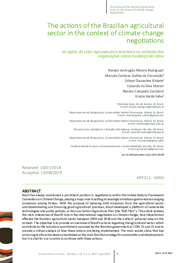The actions of the Brazilian agricultural sector in the context of ...