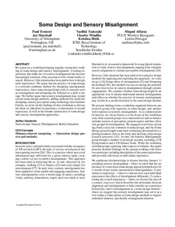 (PDF) Soma Design and Sensory Misalignment