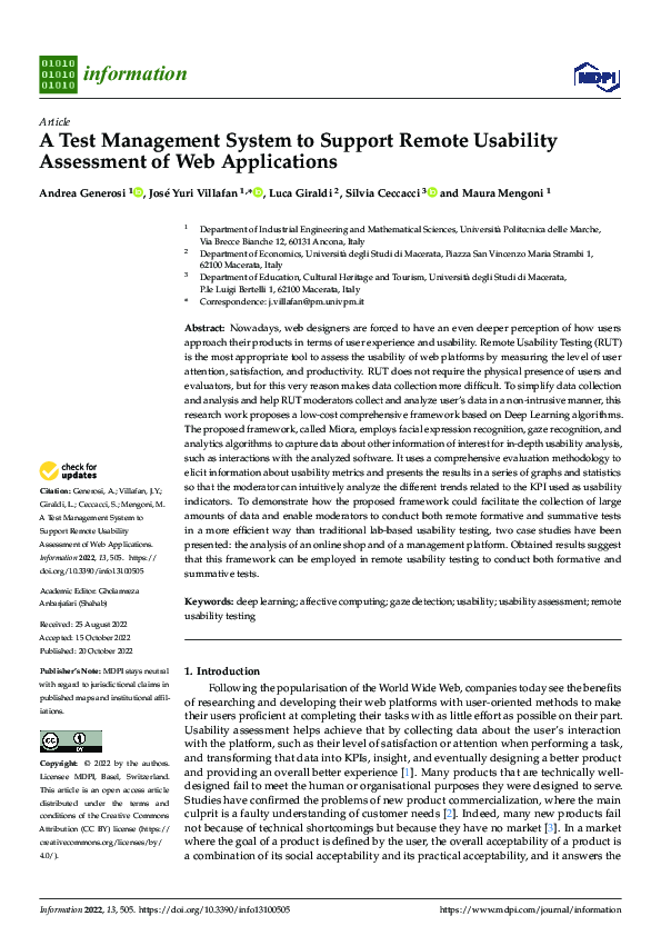(PDF) A Test Management System to Support Remote Usability Assessment ...