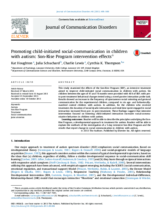 (PDF) Promoting child-initiated social-communication in children with ...