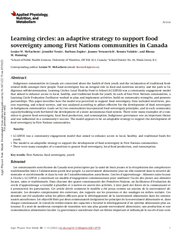 (PDF) Learning circles: an adaptive strategy to support food ...