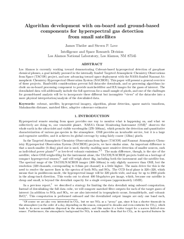 (PDF) Algorithm development with on-board and ground-based components for hyperspectral gas ...