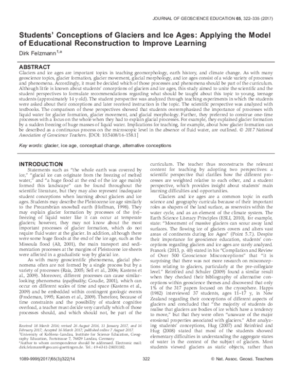(PDF) Students' Conceptions of Glaciers and Ice Ages: Applying the ...