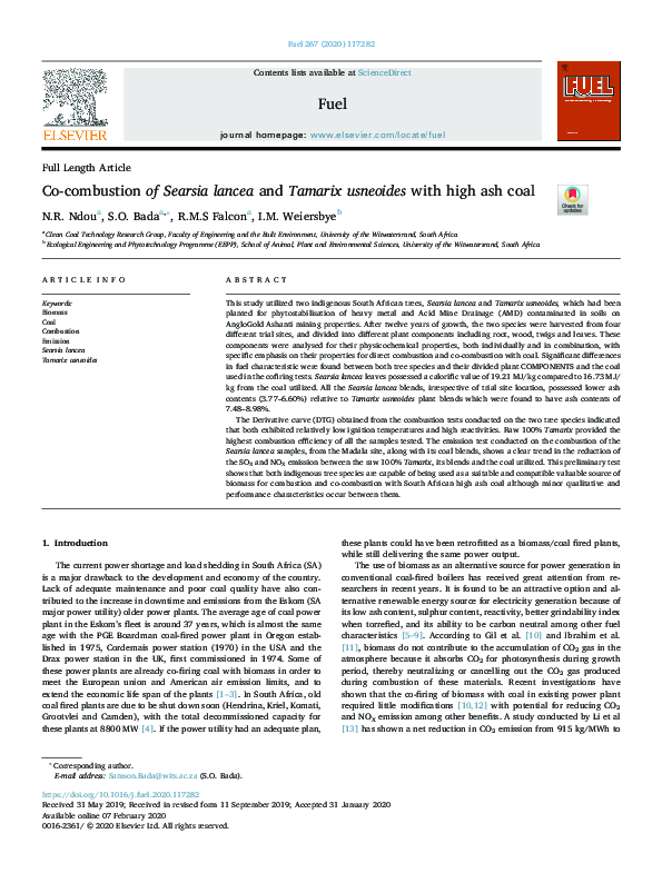 (PDF) Co-combustion of Searsia lancea and Tamarix usneoides with high ...