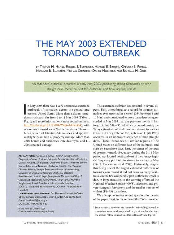 (PDF) The May 2003 Extended Tornado Outbreak