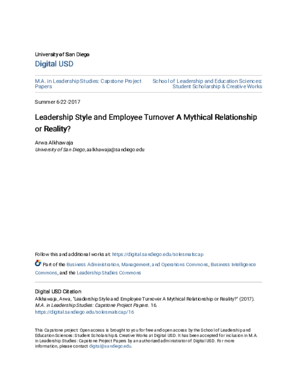 (PDF) Leadership Style and Employee Turnover A Mythical Relationship or ...
