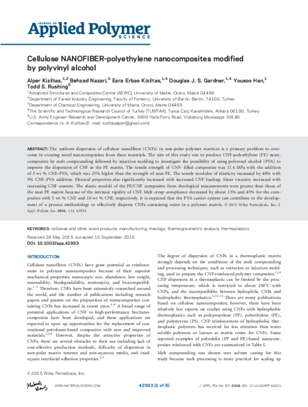 (PDF) Cellulose NANOFIBER‐polyethylene nanocomposites modified by ...