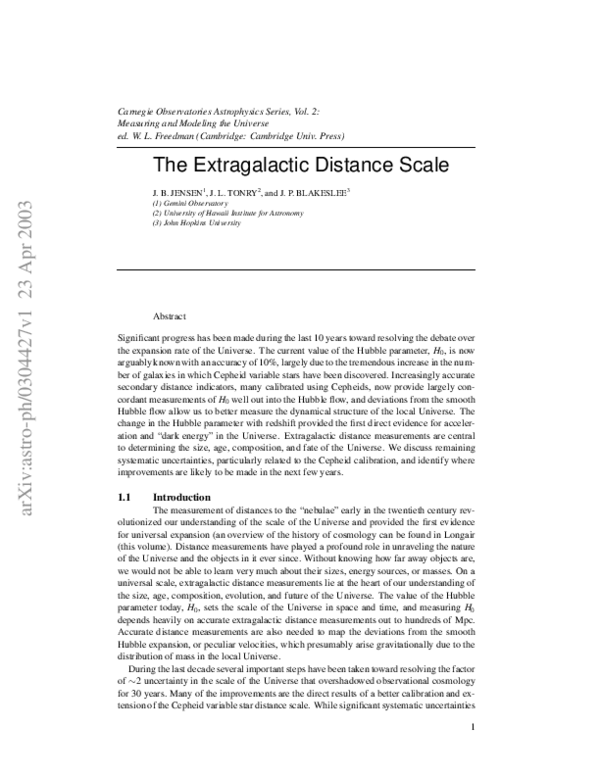 (PDF) The extragalactic distance scale
