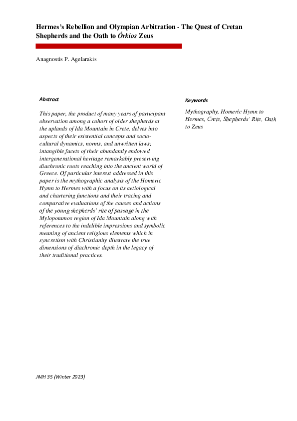 (PDF) Hermes's Rebellion and Olympian Arbitration -The Quest of Cretan ...