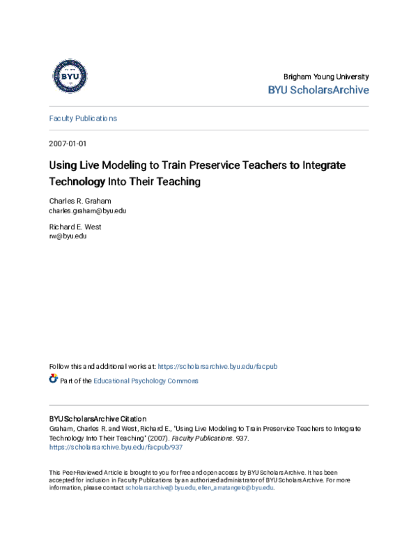 (PDF) Using Live Modeling to Train Preservice Teachers to Integrate ...