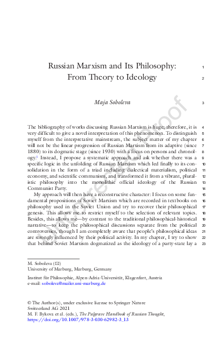 (PDF) Russian Marxism and Its Philosophy: From Theory to Ideology
