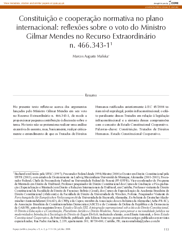(PDF) Constituição e cooperação normativa no plano internacional ...