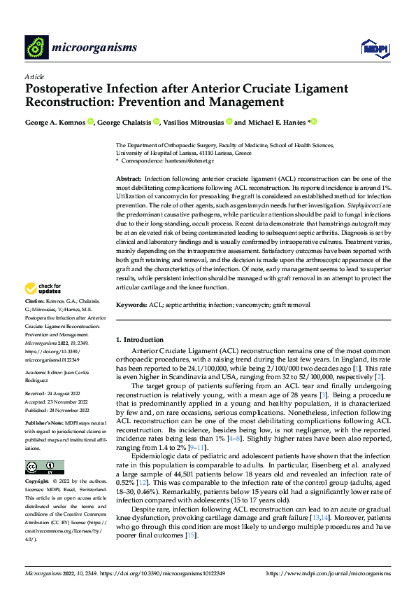 (PDF) Postoperative Infection after Anterior Cruciate Ligament ...