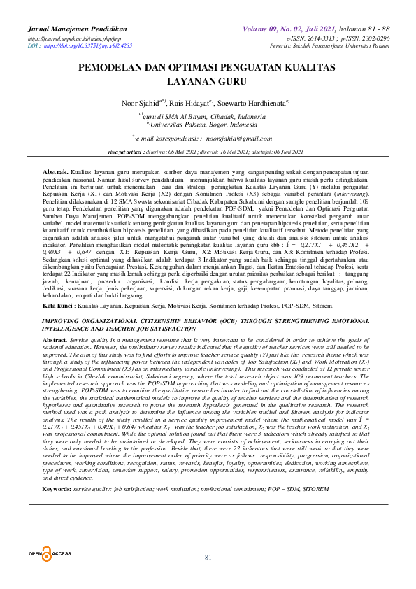 (PDF) Pemodelan Dan Optimasi Penguatan Kualitas Layanan Guru
