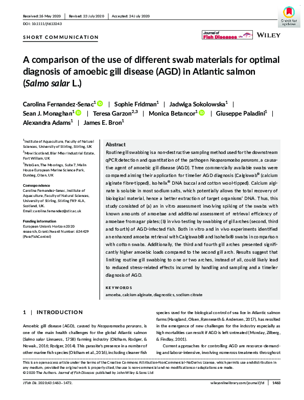 (PDF) A comparison of the use of different swab materials for optimal ...