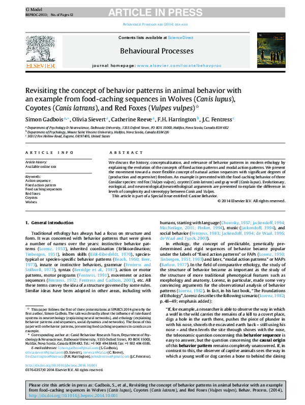 (PDF) Revisiting the concept of behavior patterns in animal behavior ...