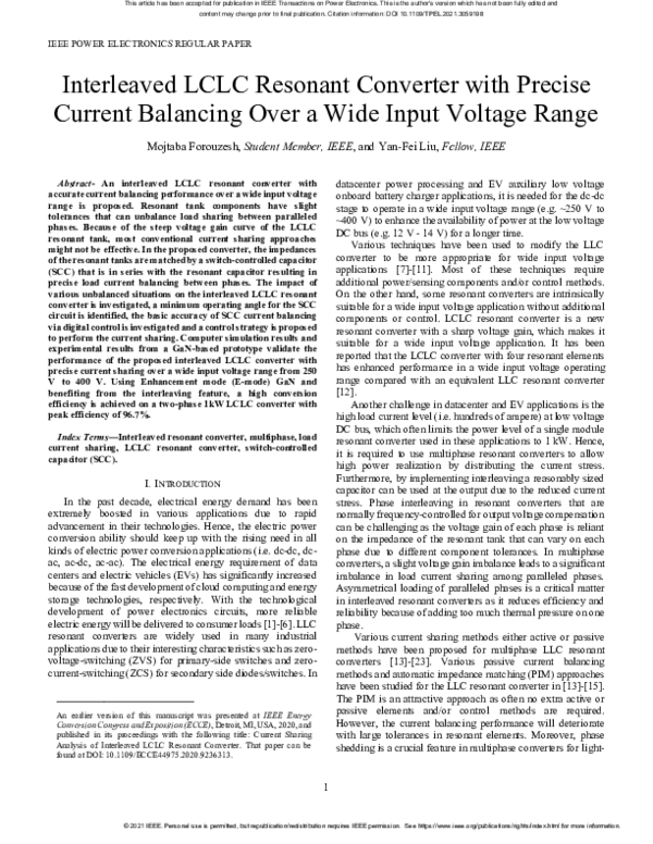 (PDF) Precise Current Balancing in LCLC Converters