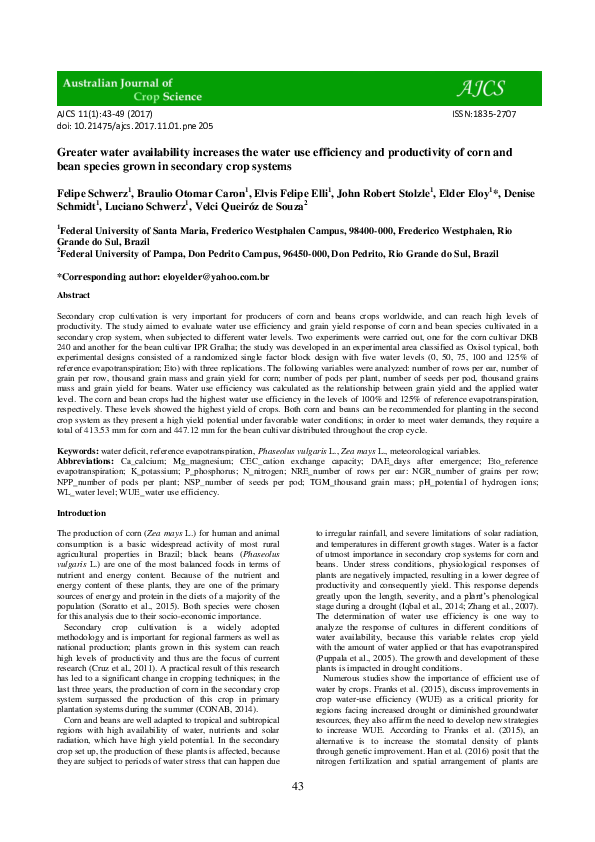 (PDF) Greater water availability increases the water use efficiency and ...