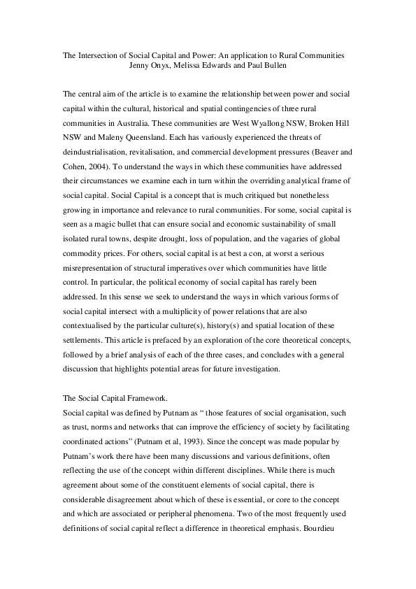 (PDF) The Intersection of Social Capital and Power: An Application to ...